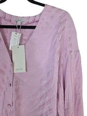 Joie | Tops | Joie Lilac Vneck Buttondown Sheerstripe Balloon Sleeves ...